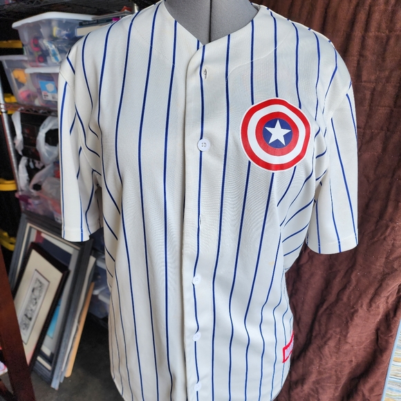 Marvel | Shirts | Marvel Captain America Striped Baseball Jersey | Poshmark